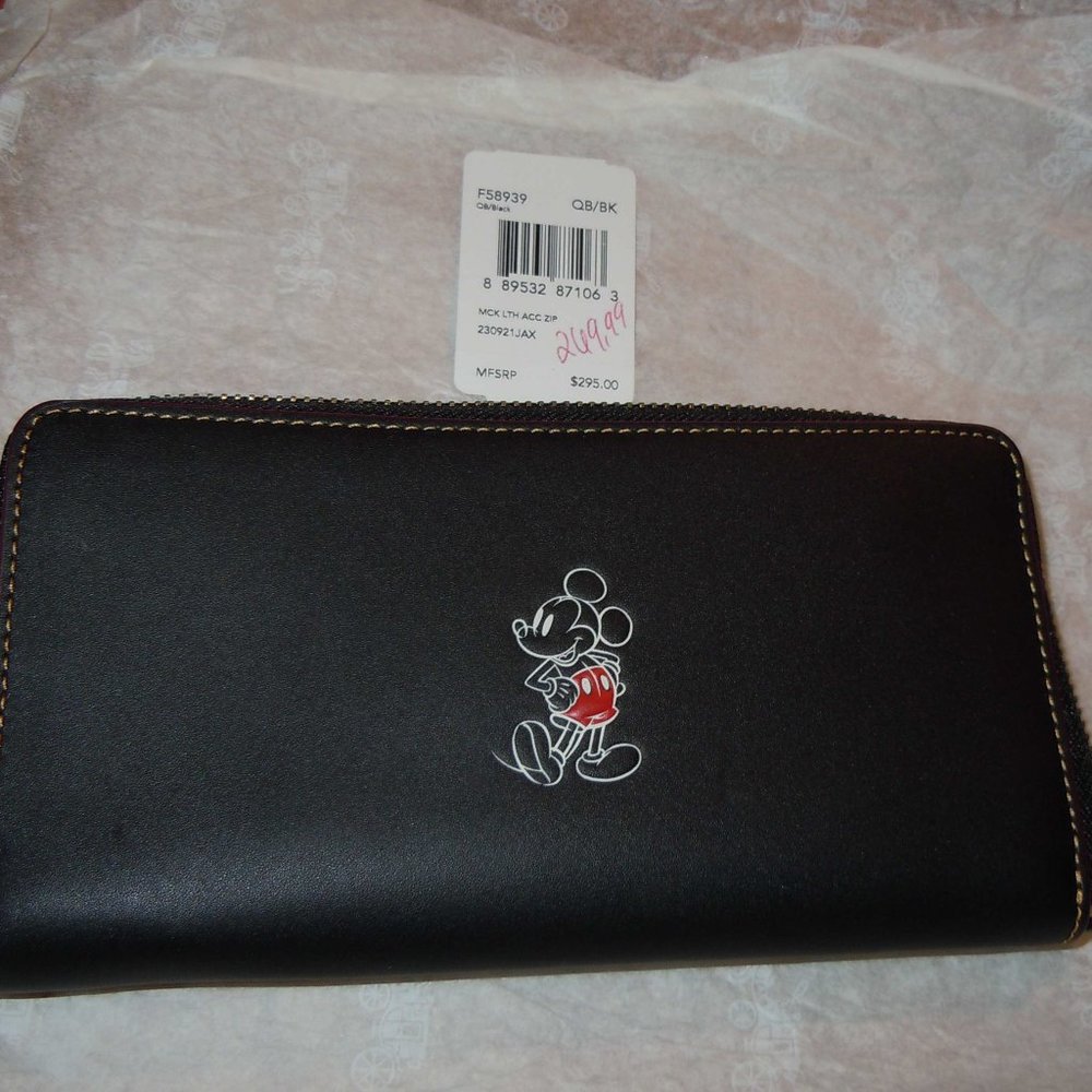 Coach Mickey Mouse Disney Accordion Zip Wallet Black … - Gem